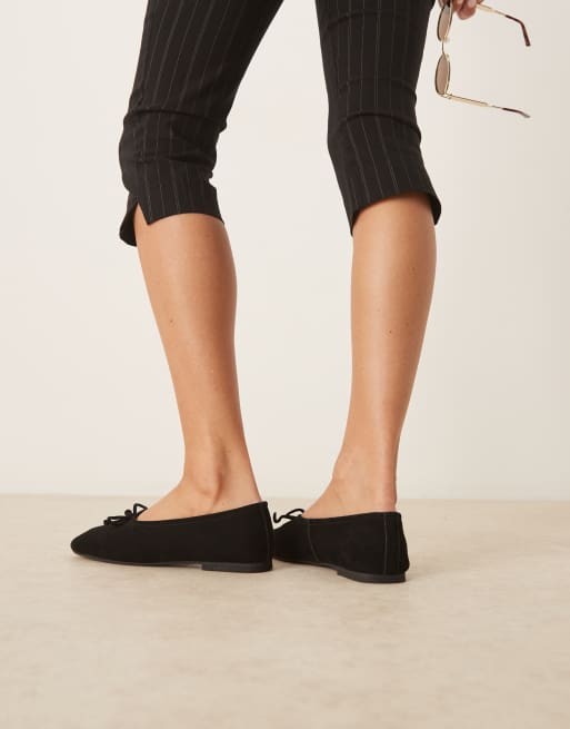 ASOS DESIGN Landmark suede high-vamp ballet flats in black | ASOS