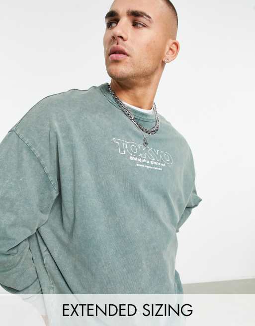 Asos Design Langärmliges Oversize Shirt Aus Schwerem Material In