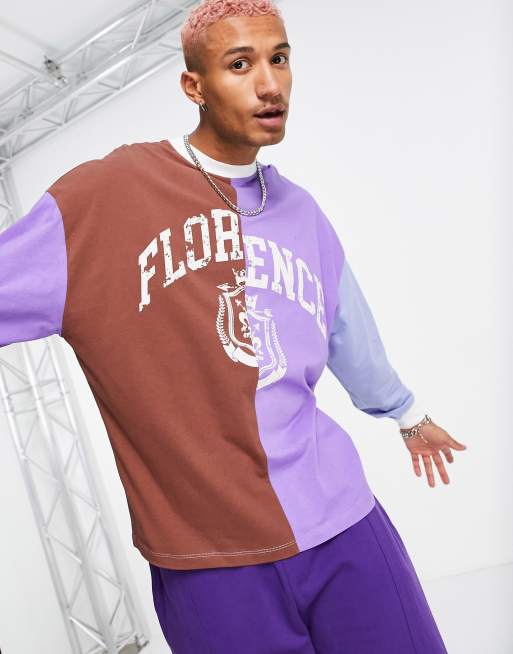 Asos Design Langärmliges Oversize Shirt Mit Geteiltem Farbblockdesign