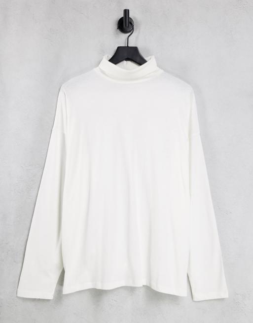 Asos Design Langärmliges Oversize T Shirt In Weiß Mit Rollkragen Asos