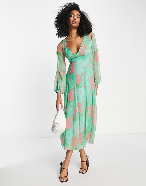 ASOS DESIGN – Langärmliges, rückenfreies Maxikleid mit Zierausschnitten ... ASOS DESIGN – Langärmliges, rückenfreies Maxikleid mit Zierausschnitten ...