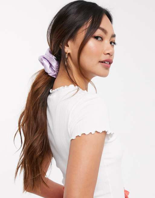 ASOS DESIGN large scrunchie in pink leopard satin | ASOS