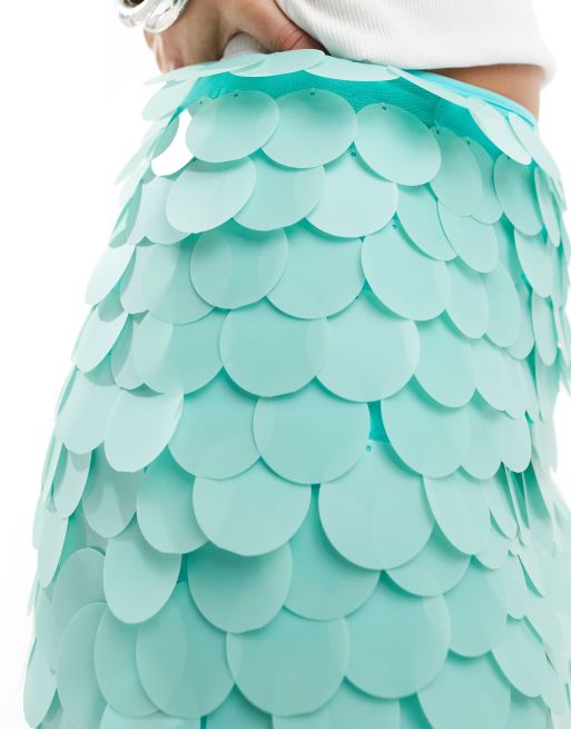 ASOS DESIGN large sequin disc mini skirt in blue | ASOS