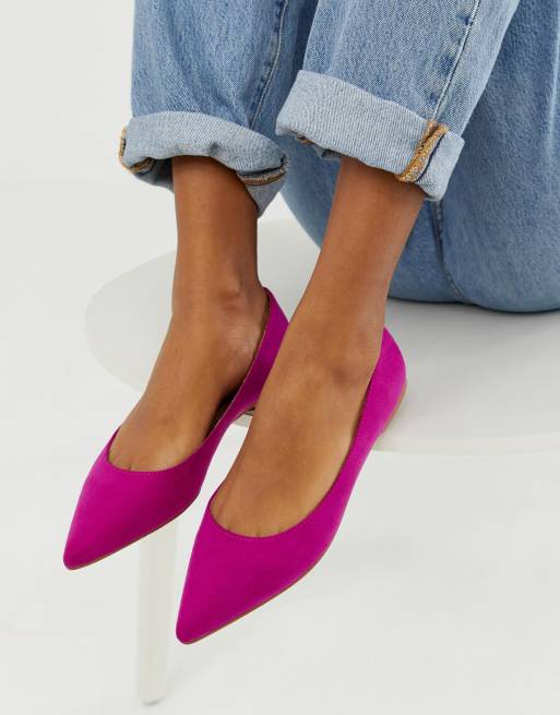 ASOS DESIGN – Latch – Spitze, flache Ballerinas in Fuchsia | ASOS