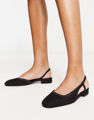 ASOS DESIGN – Latte – Slingback-Ballerinas in Schwarz mit runder ...