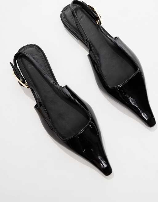 ASOS DESIGN Leash slingback ballet flats in black | ASOS