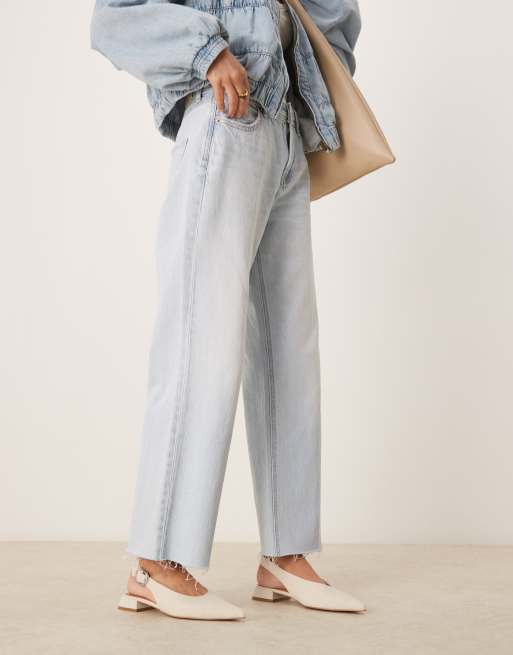 ASOS DESIGN Leonora slingback ballet flats in natural fabrication | ASOS