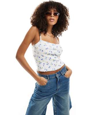 ASOS DESIGN lettuce edge cami tank top in blueberry print | ASOS