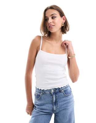 ASOS DESIGN lettuce edge cami tank top in white | ASOS