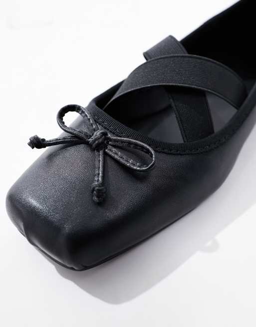 ASOS DESIGN Leverage square toe ballet flats in black | ASOS