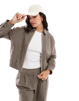 ASOS DESIGN lightweight check jacket in brown (part of a set) | ASOS