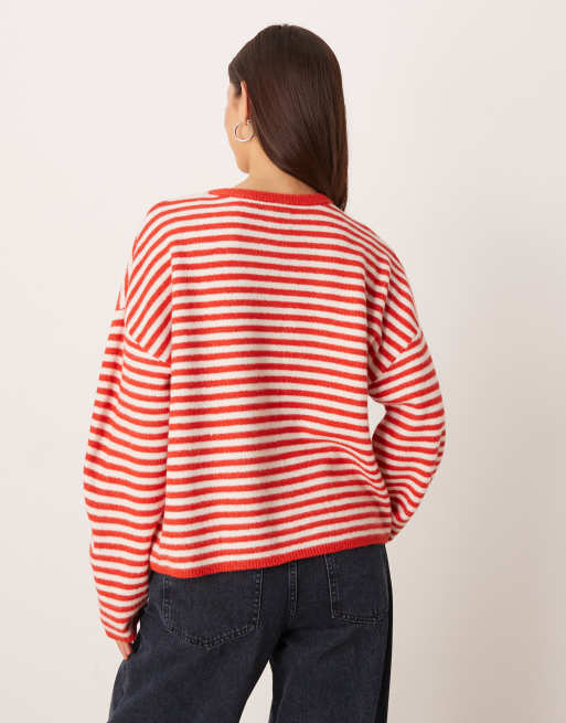 ASOS DESIGN lightweight relaxed cardigan in red and white stripe | ASOS