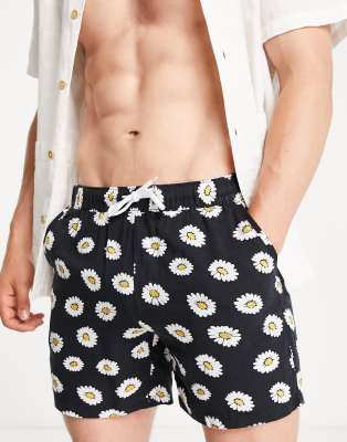 ASOS DESIGN lightweight slim shorts with daisy print | ASOS