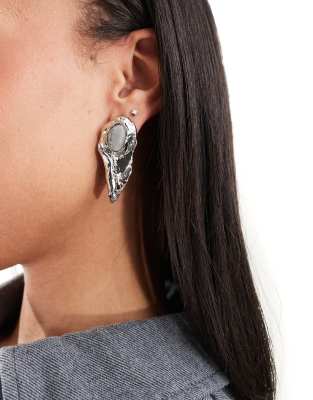 ASOS DESIGN Limited Edition stud earrings with textured molten detail ...