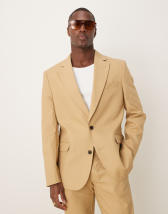 ASOS DESIGN linen blend slim suit jacket in pink | ASOS