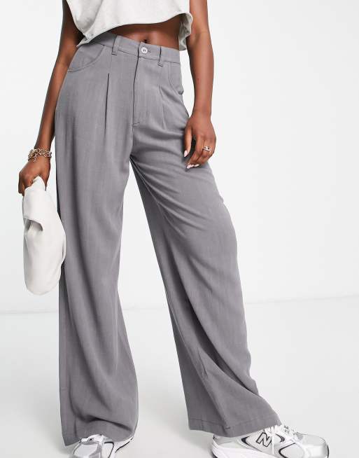 ASOS DESIGN linen mix dad pants in gray | ASOS