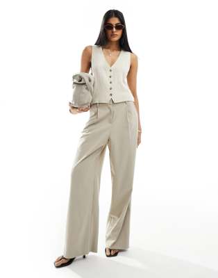 ASOS DESIGN linen mix waistcoat in natural | ASOS
