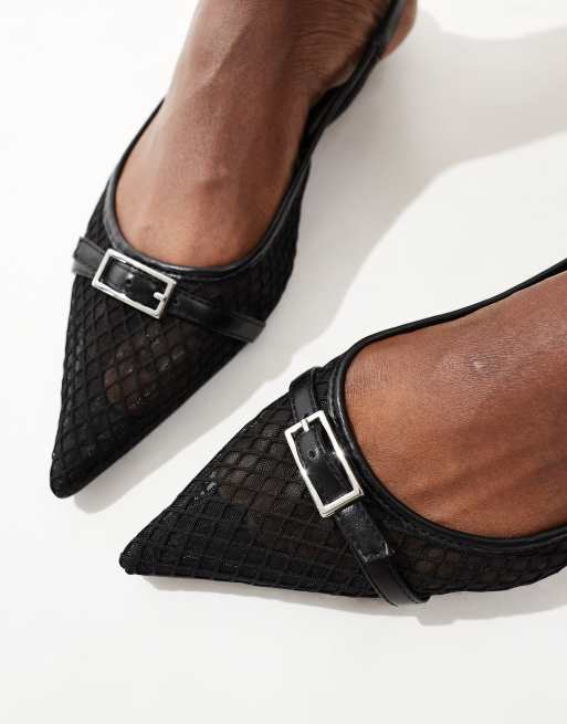 ASOS DESIGN Lire slingback mesh ballet shoes in black | ASOS