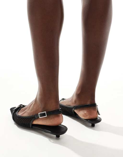 ASOS DESIGN Lire slingback mesh ballet shoes in black | ASOS