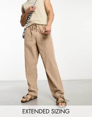 ASOS DESIGN – Ljusbruna, baggy byxor i manchester | ASOS