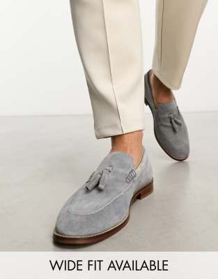 ASOS DESIGN loafers in dark gray suede with natural sole | ASOS