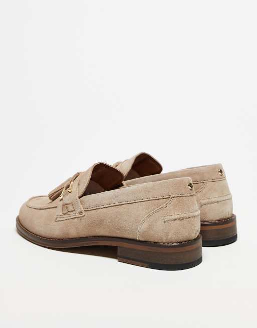 ASOS DESIGN loafers in stone suede with tassel | ASOS