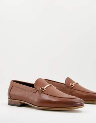 Asos Design Loafers In Tan Faux Leather With Snaffle Detail On Natural ...