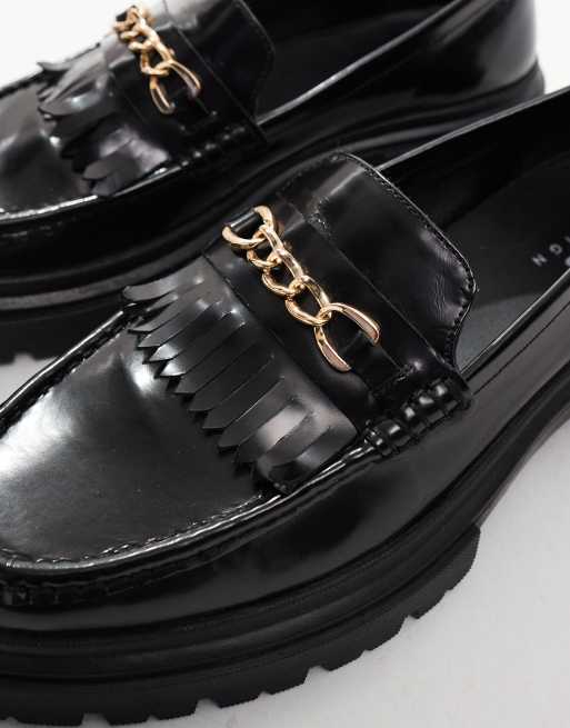 ASOS DESIGN loafers with chunky sole and snaffle detail in black ...
