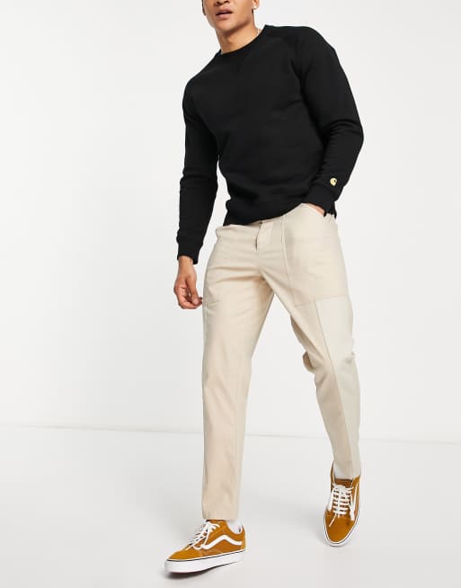 Asos Design Locker Geschnittene Hose In Beige Mit Patchwork Einsätzen