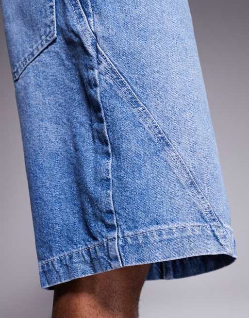 ASOS DESIGN long length denim jorts with twisted seam in light wash ...