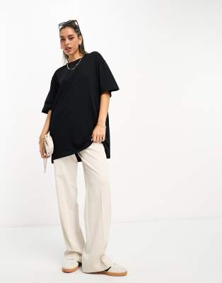 ASOS DESIGN long line t-shirt in black | ASOS