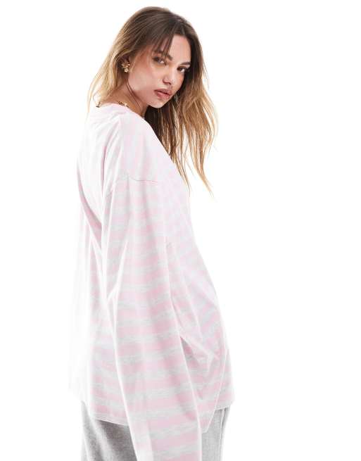 ASOS DESIGN long sleeve t-shirt in pink stripe | ASOS