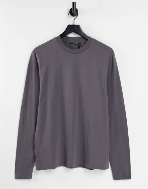 ASOS DESIGN long sleeve t-shirt with crew neck in washed black - BLACK ...