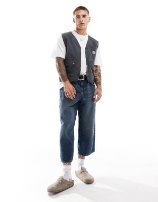 ASOS DESIGN longer length denim jorts in mid wash blue | ASOS