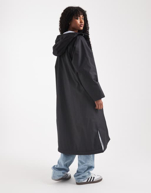 ASOS DESIGN longline fleece-lined raincoat in black and blue | ASOS