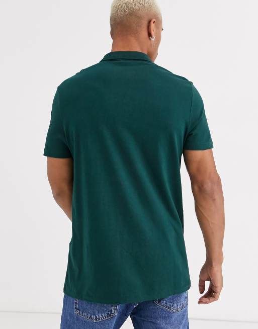 ASOS DESIGN longline jersey polo in green | ASOS
