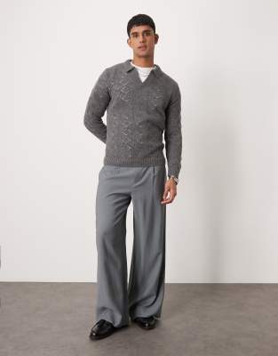 ASOS DESIGN loose fit smart pants in grey | ASOS