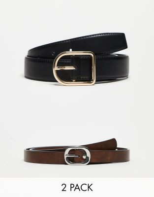 ASOS DESIGN - Lot de 2 ceintures fines taille et hanches pour jean ...