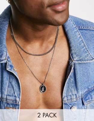 ASOS DESIGN - Lot de 2 chaînes à superposition avec pendentif Saint ...