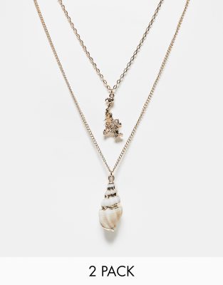 ASOS DESIGN - Lot de 2 colliers avec pendentif et breloque faux ...