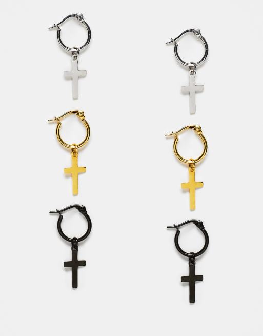 Asos Design Lot De 3 Paires De Boucles Doreilles En Acier Inoxydable