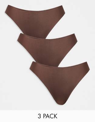 ASOS DESIGN - Lot de 3 strings anti-démarcations avec dentelle - Marron ...