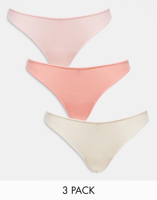 Asos Design Lot De 3 Strings Côtelés Neutre Asos