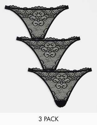 ASOS DESIGN - Lot de 3 strings - Noir | ASOS