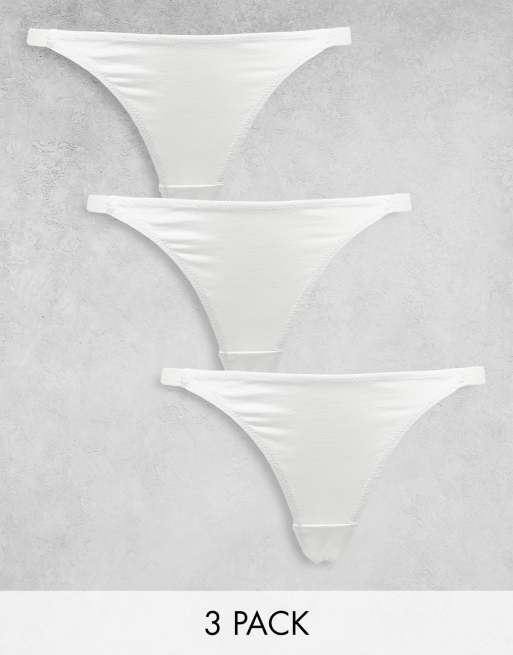 Asos Design Lot De 3 Strings Tanga Basiques En Coton Blanc Asos