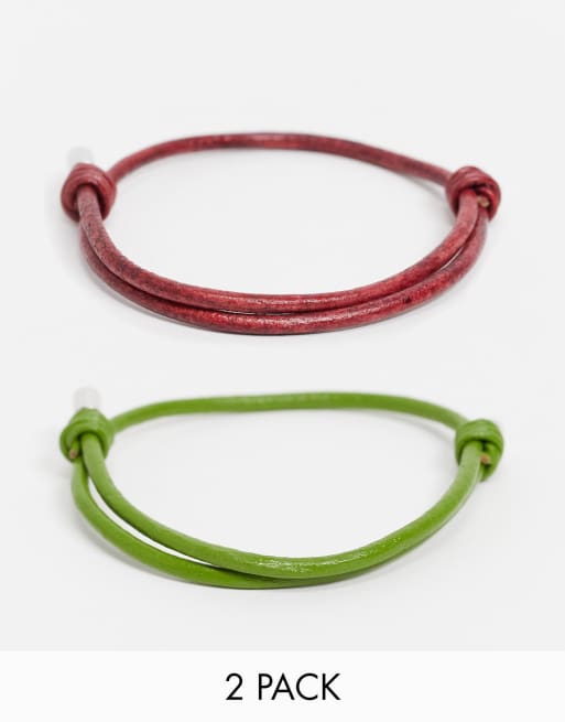 Asos Design Lot De Bracelets En Cuir Fins Tons Naturels Asos
