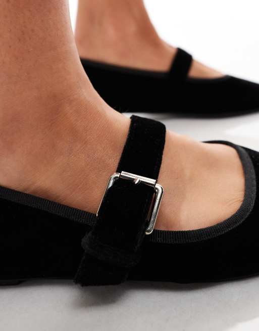Asos Pass It On Chunky Velvet Mary Jane Heels In Black Lyst ASOS