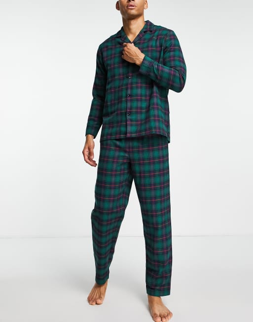 Asos Design Lounge Shirt And Pants Pyjama Set In Woven Check Asos