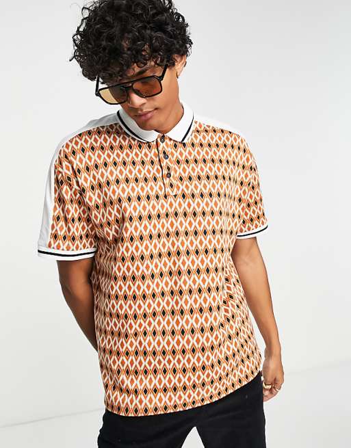 ASOS DESIGN – Luźny T-shirt polo z żakardowego materiału z ozdobną ... ASOS DESIGN – Luźny T-shirt polo z żakardowego materiału z ozdobną ...
