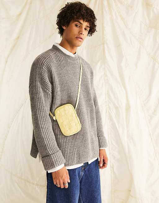 ASOS DESIGN - Maglione in misto lana pesante grigio a coste | ASOS ASOS DESIGN - Maglione in misto lana pesante grigio a coste | ASOS